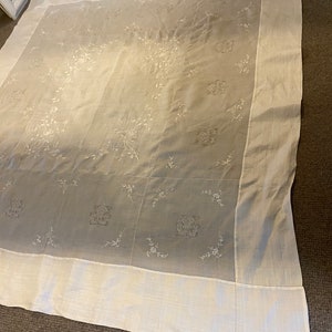 Antique Hand Embroidered Pina Tablecloth. Large Tablecloth Hand ...