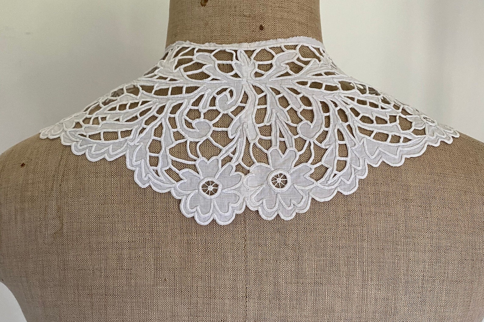 French Vintage Collar With Hand Embroidery. Beautiful Hand Made Collar ...