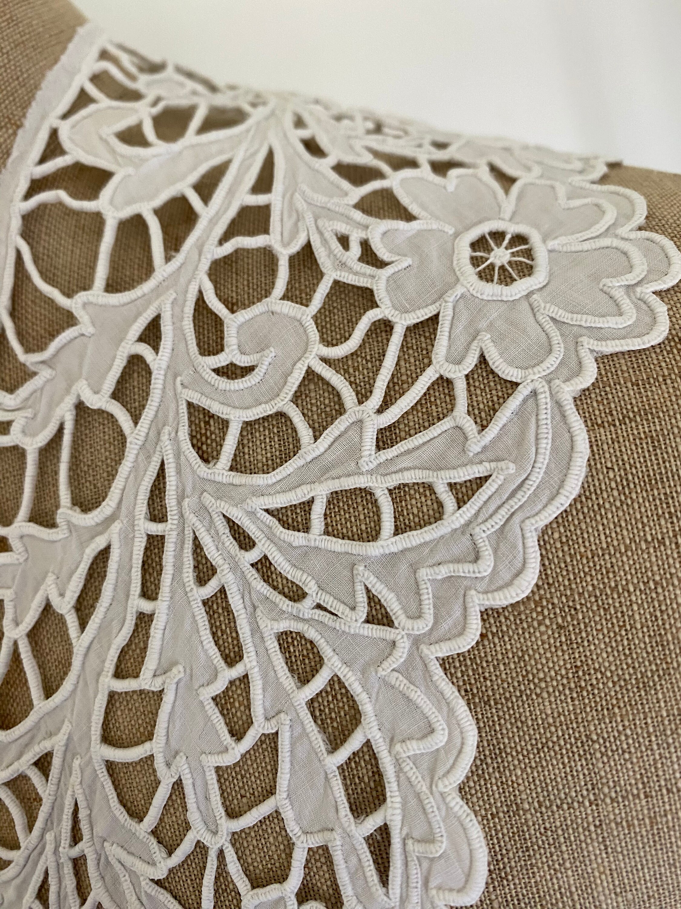 French Vintage Collar With Hand Embroidery. Beautiful Hand Made Collar ...