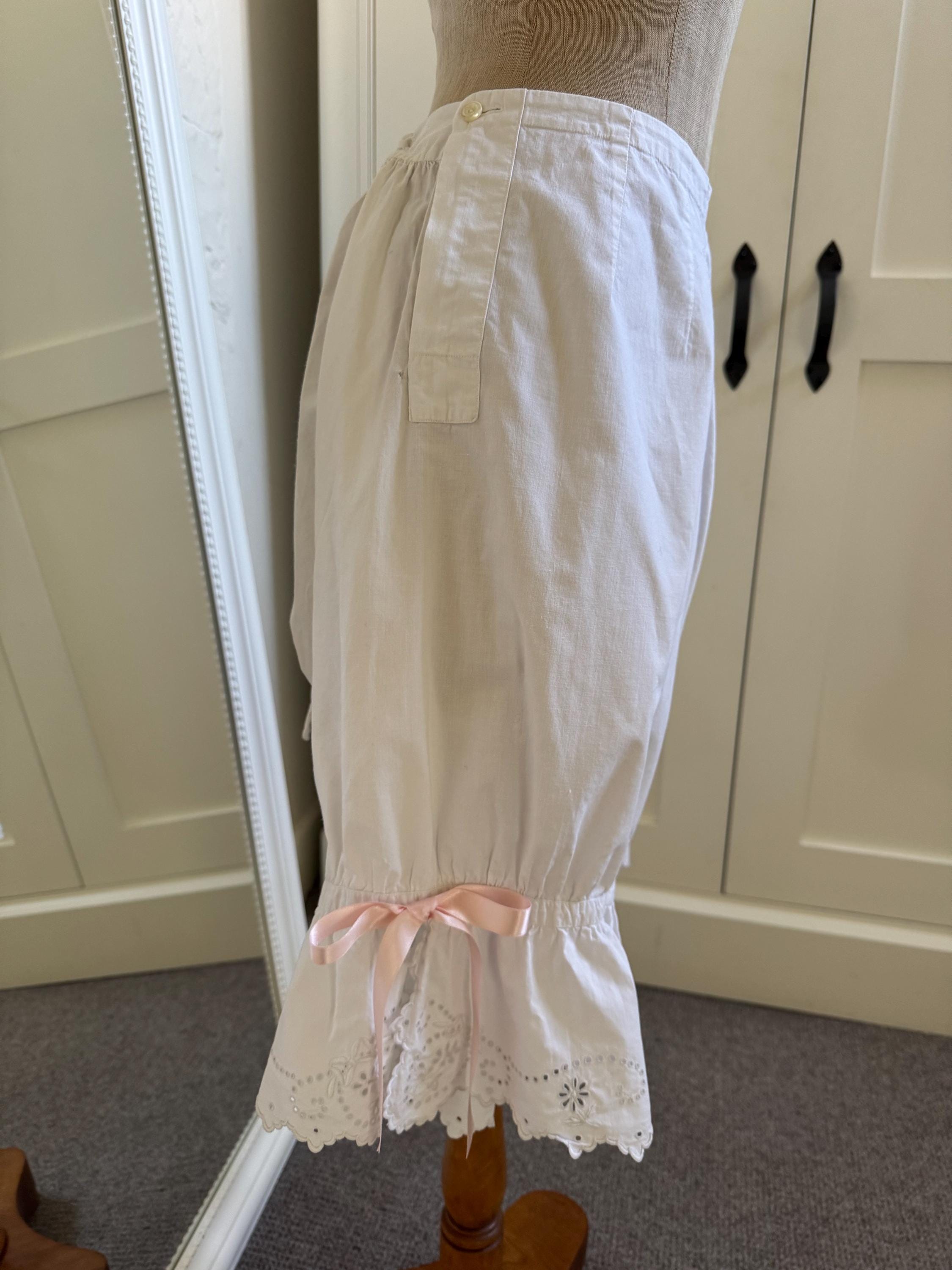 Antique Split Leg Bloomers With Hand Embroidered Hem Frills and ...