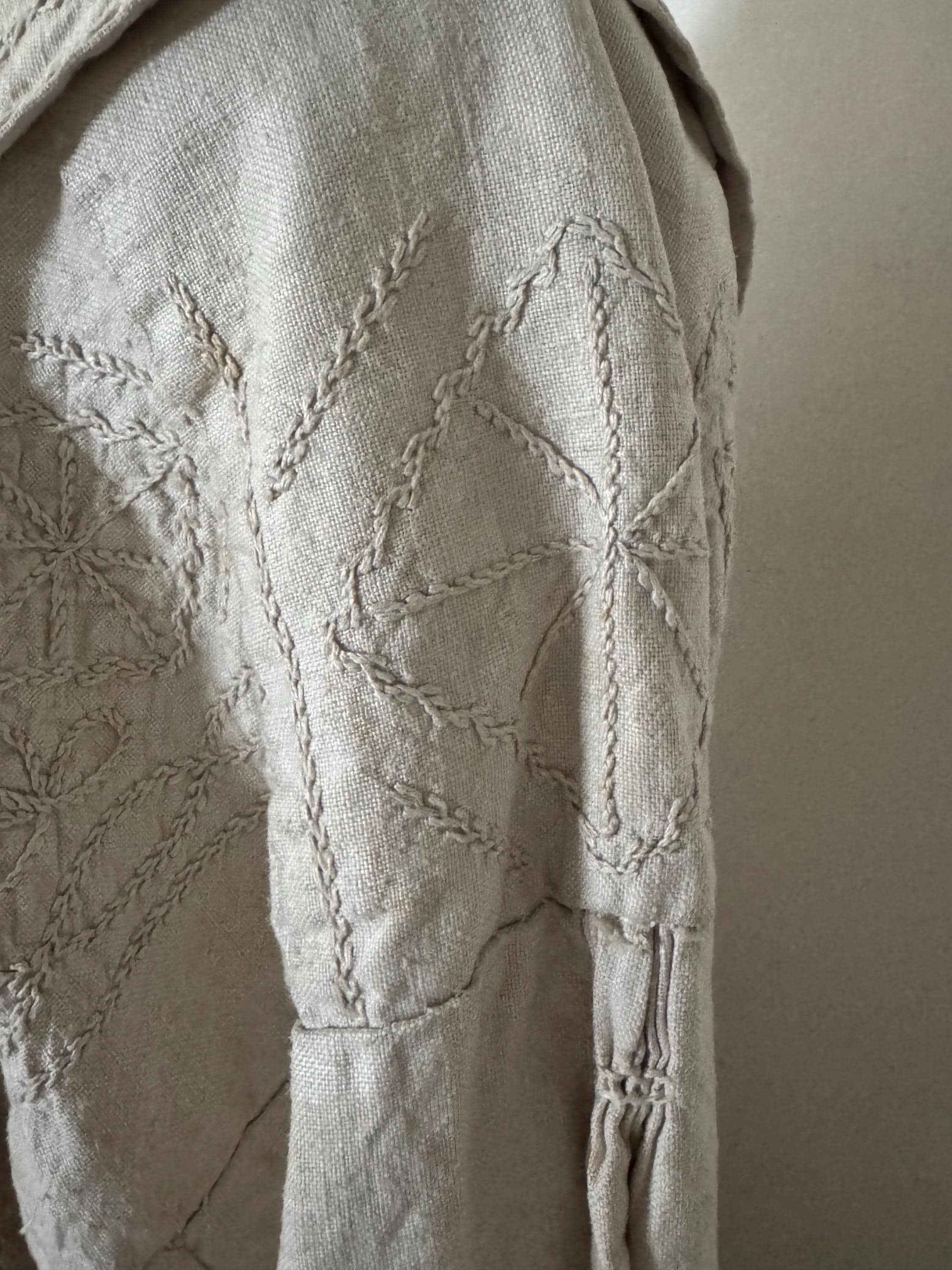 19th Century Linen Smock With Hand Embroidery. Antique Farmers Smock ...