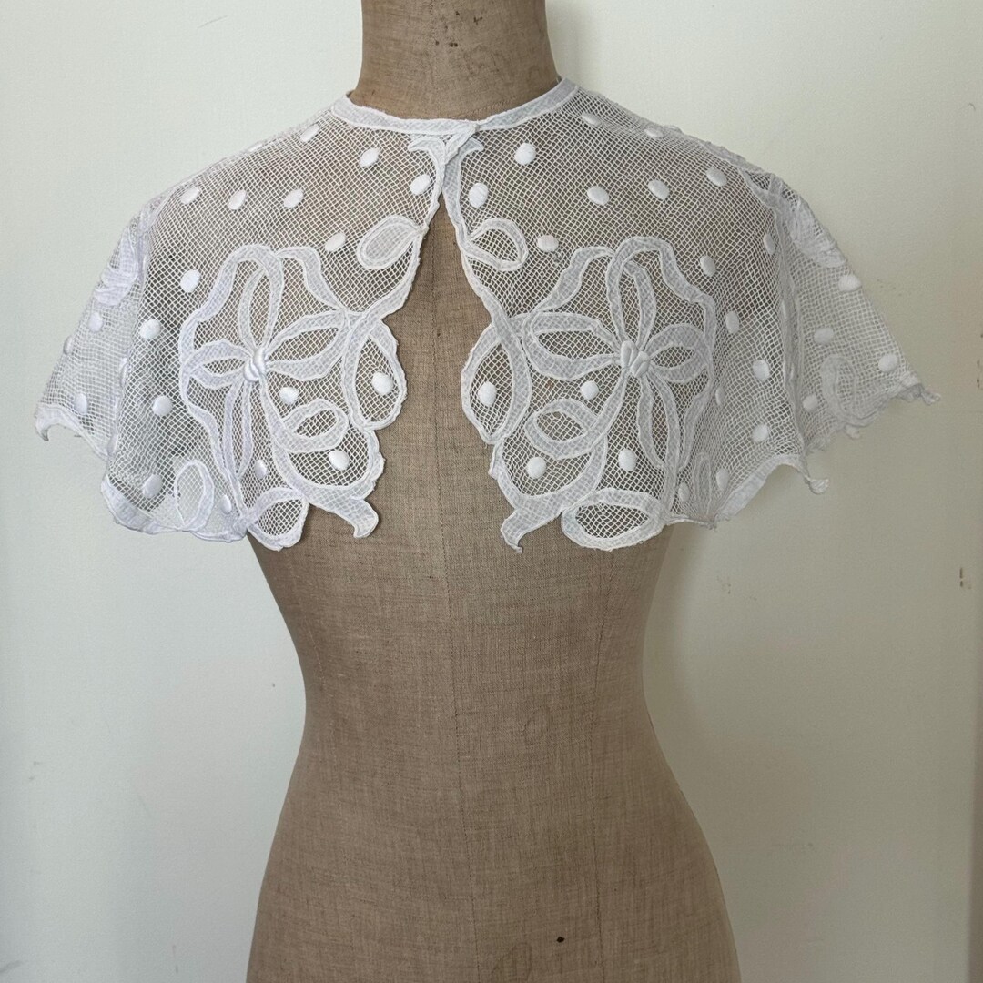 French Antique Collar With Bows. Antique Capelet With Hand Applied Bow ...