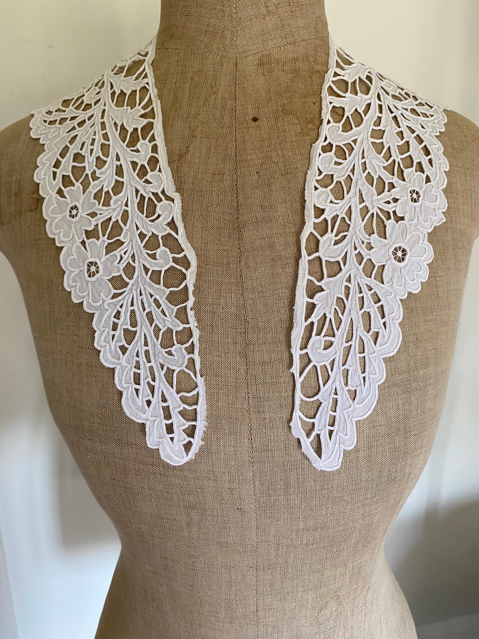 French Vintage Collar With Hand Embroidery. Beautiful Hand Made Collar ...