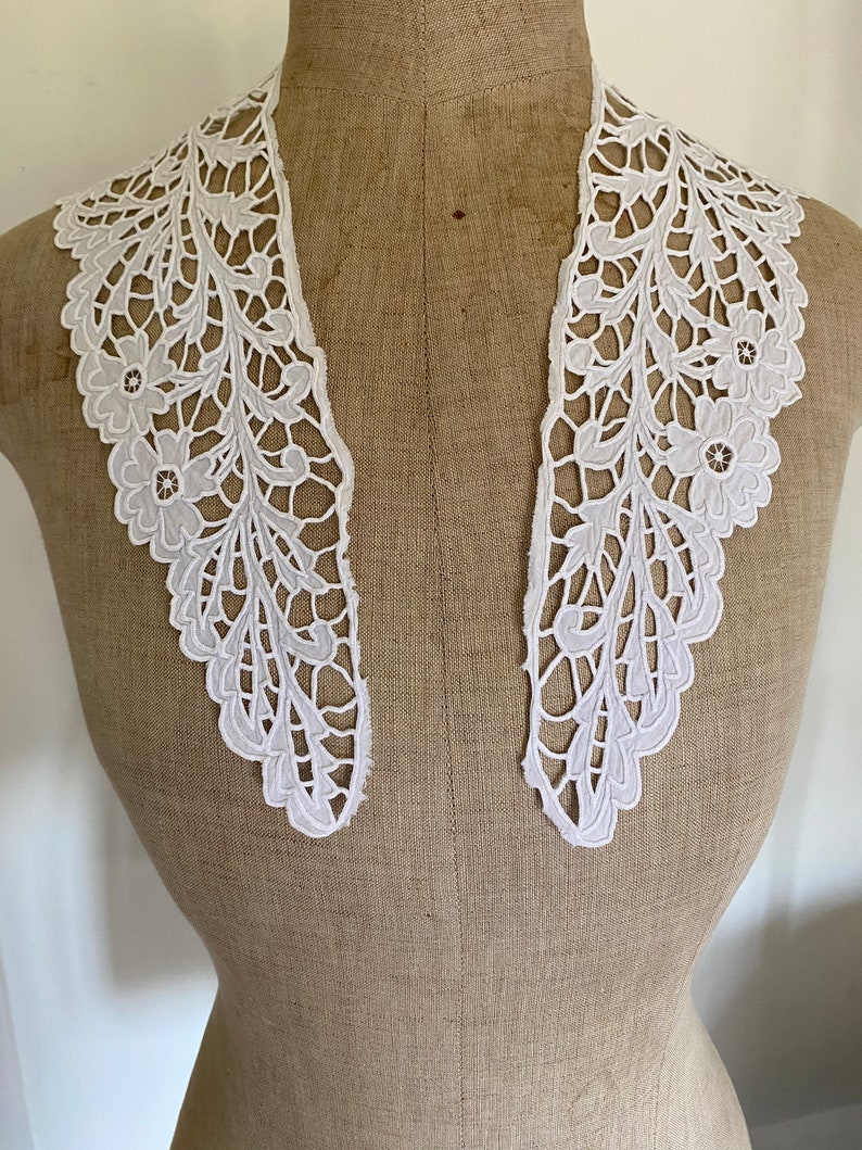 French Vintage Collar With Hand Embroidery. Beautiful Hand Made Collar ...