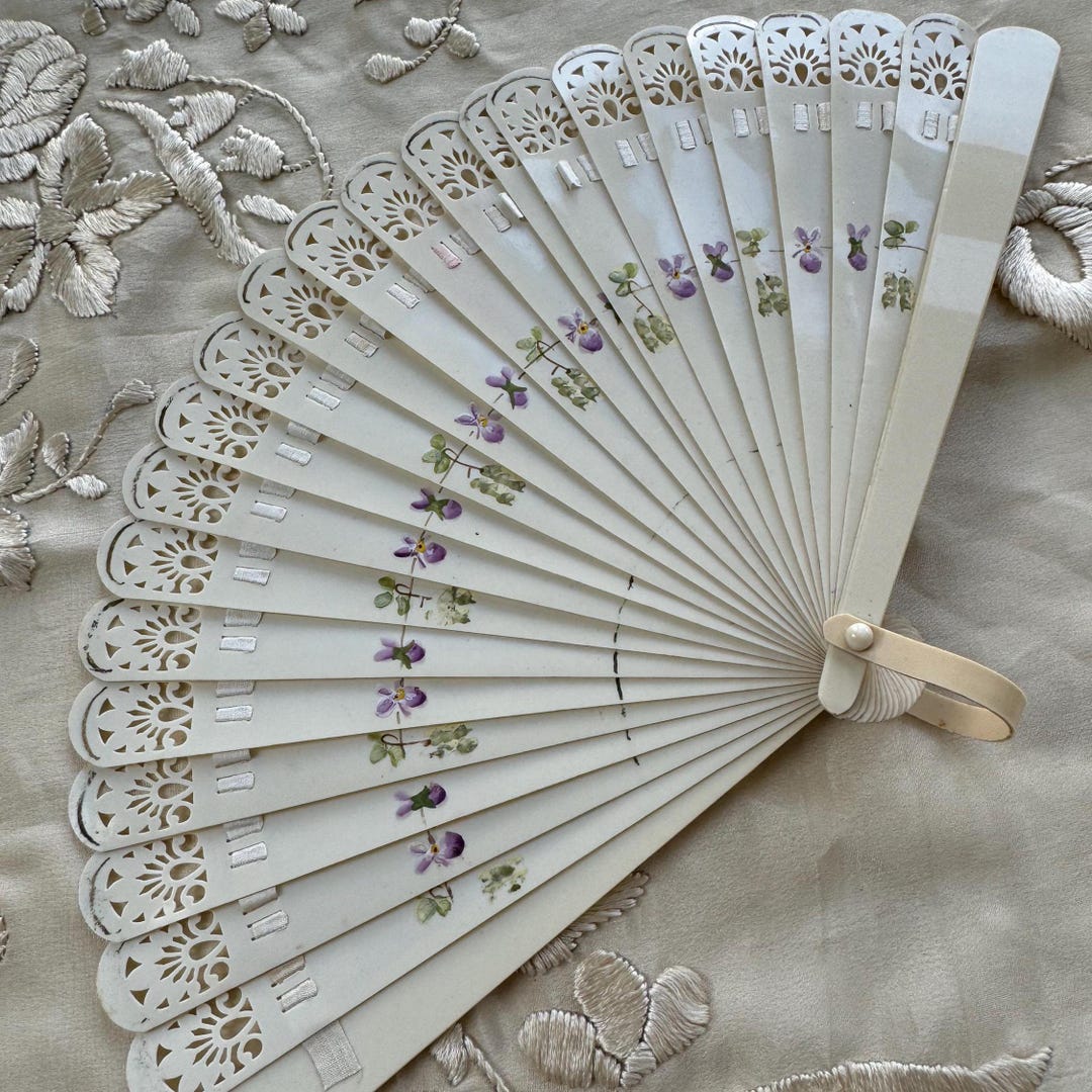 Antique Fan With Hand Painted Violets. Antique Celluloid Hand Fan With ...