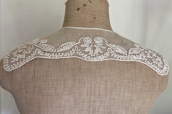 Antique French Tulle Collar: Edwardian Corded Lace - Gem