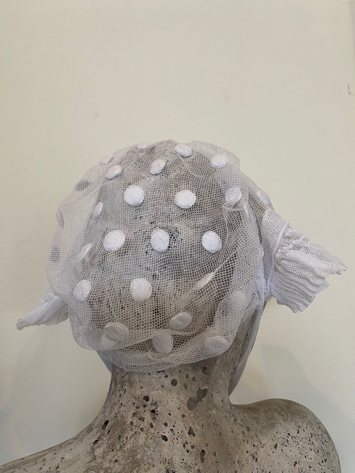 French Antique Tulle Bonnet With Hand Embroidery . Made by Hand in the ...