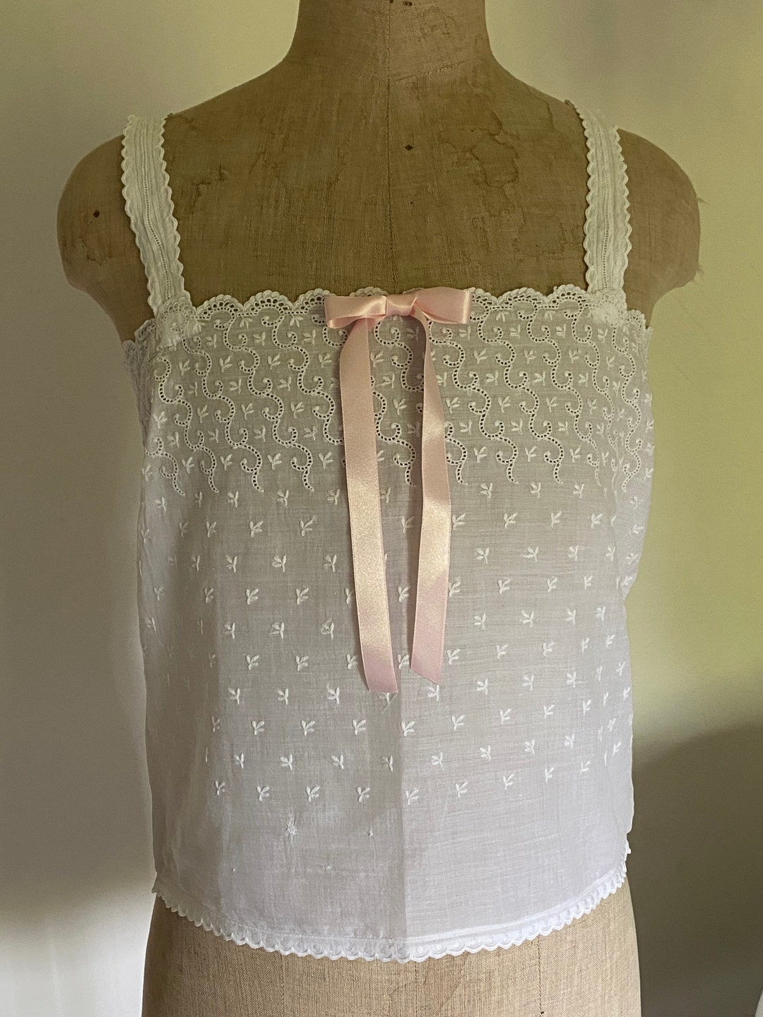 Vintage Corset Cover in Broderie Anglaise Embroidered Fabric With A ...