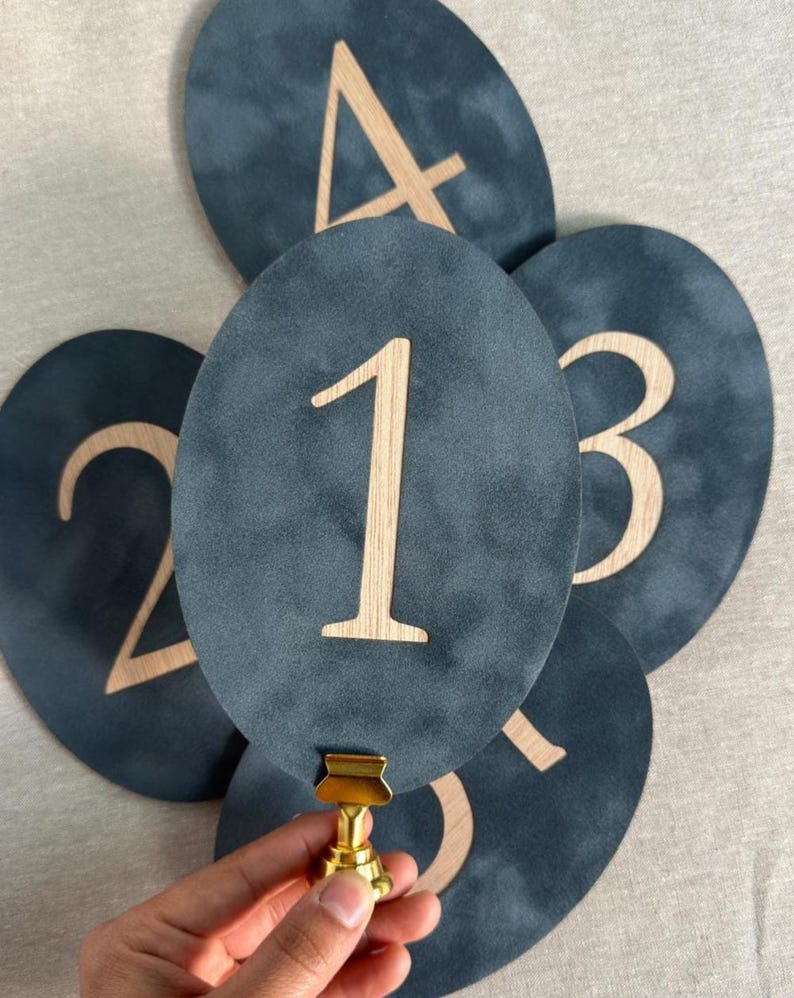 Wedding Table Numbers – Oval Velvet Table Numbers, Double Sided Wedding ...