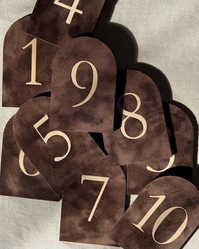 Wedding Table Numbers – Arch Velvet Table Numbers, Double Sided Wedding ...