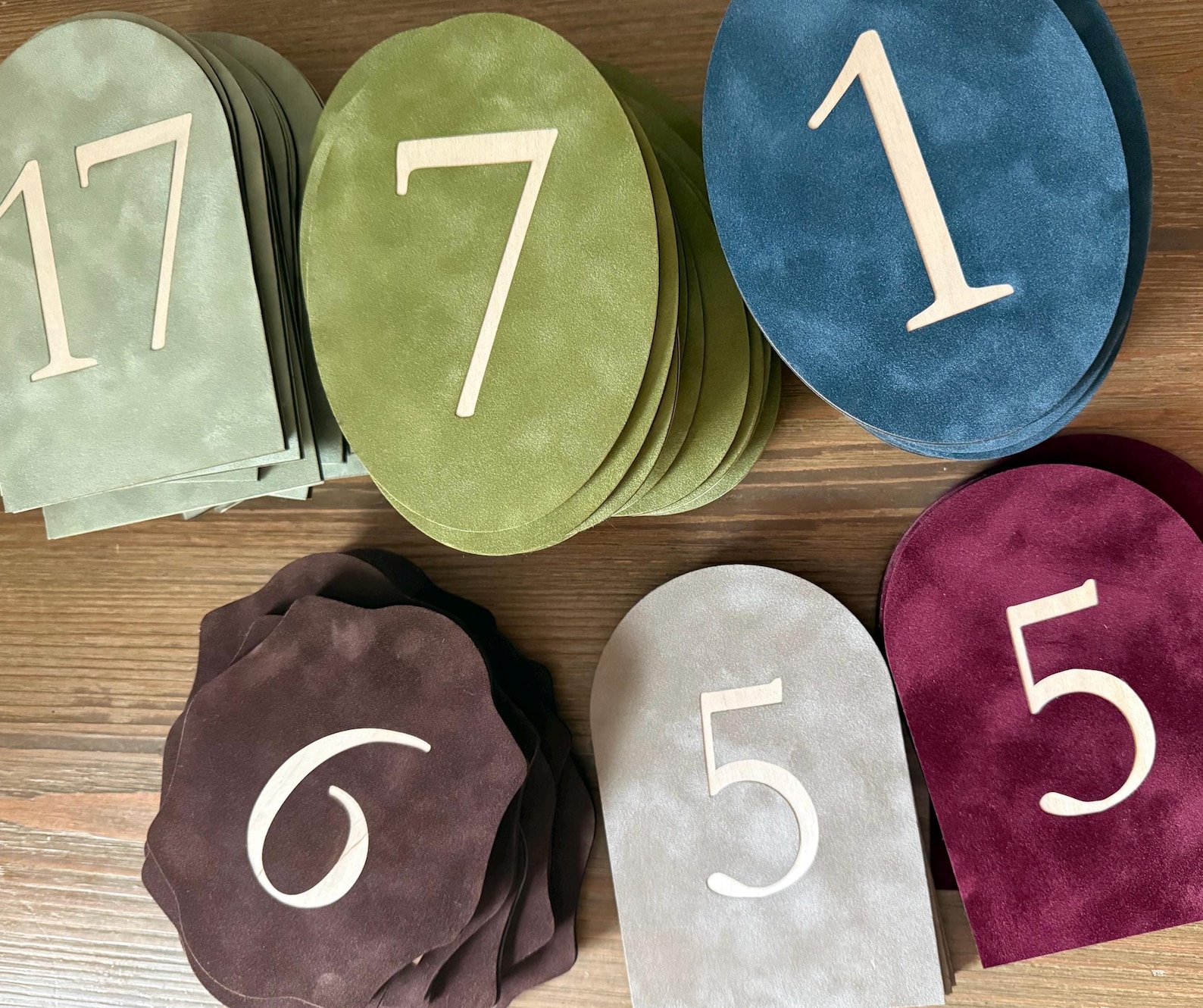 Wedding Table Numbers – Oval Velvet Table Numbers, Double Sided Wedding ...
