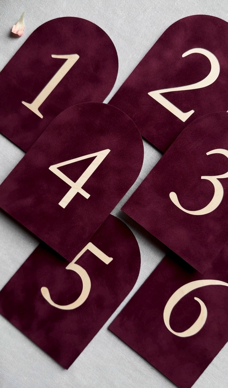 Wedding Table Numbers – Arch Velvet Table Numbers, Double Sided Wedding ...