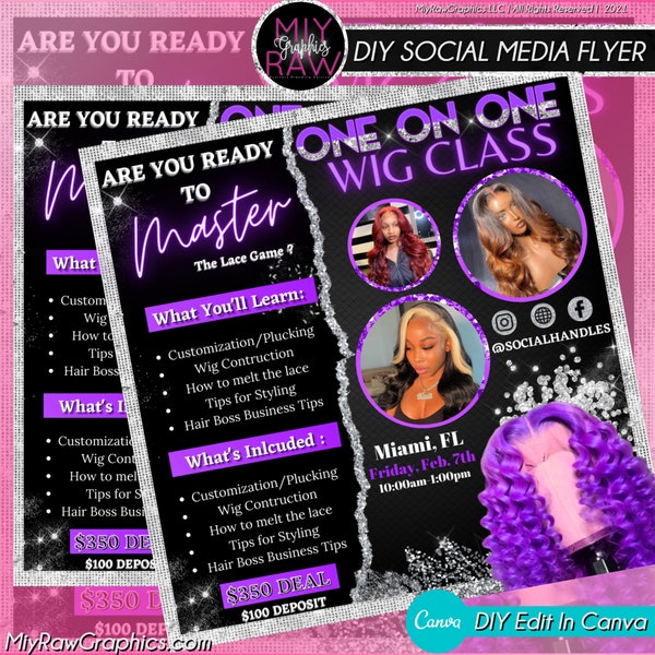 Wig Install Class Flyer - Etsy