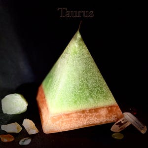 Taurus Pyramid Crystal Candle - Etsy