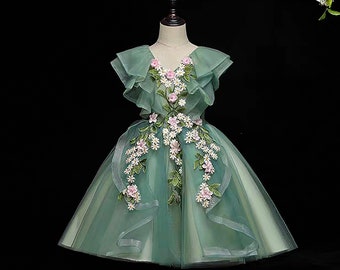 Green Flower Girl Dress | Etsy