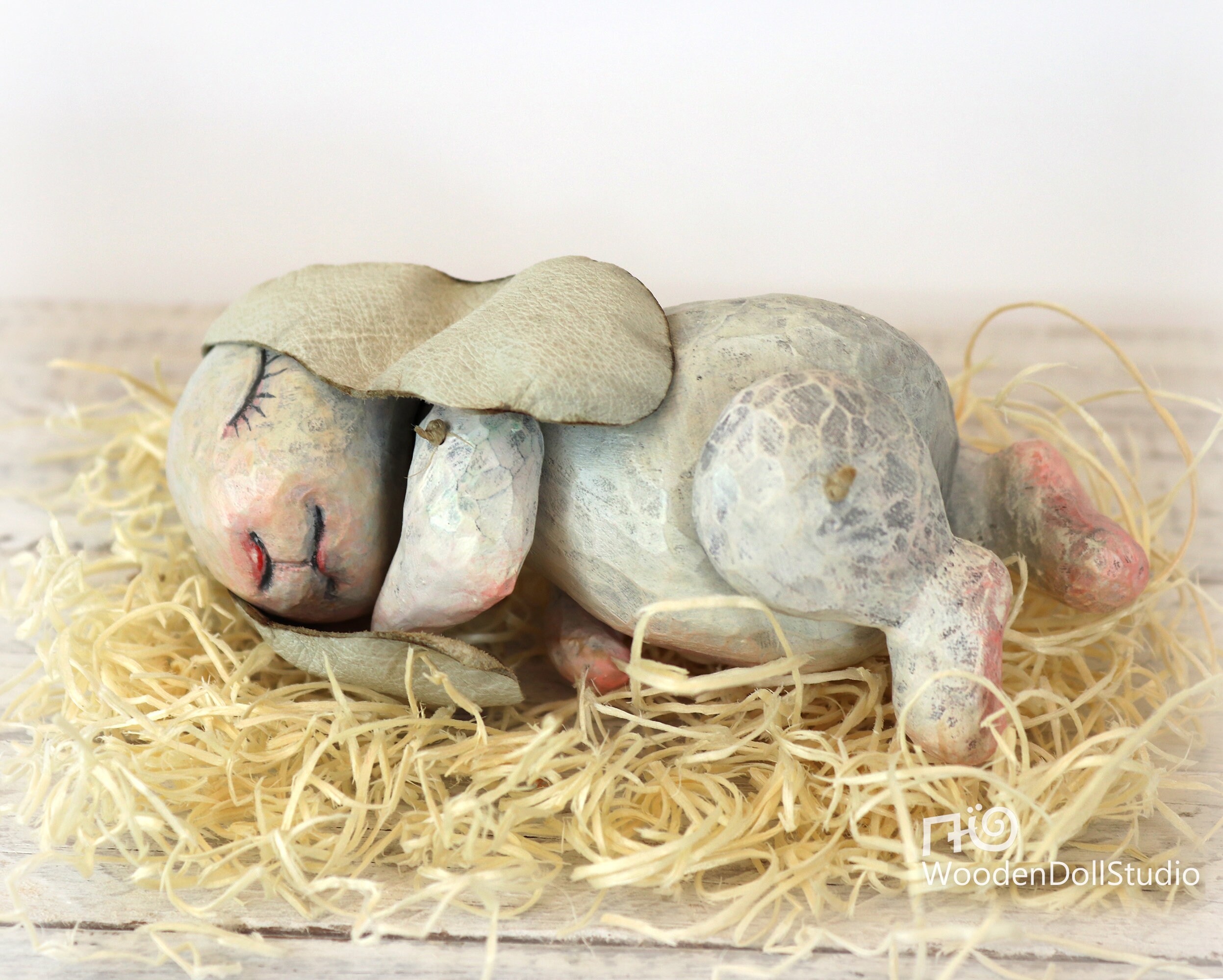 White Bunny Wood Carving, Articulated, Made TO ORDER, OOAK Art Doll ...