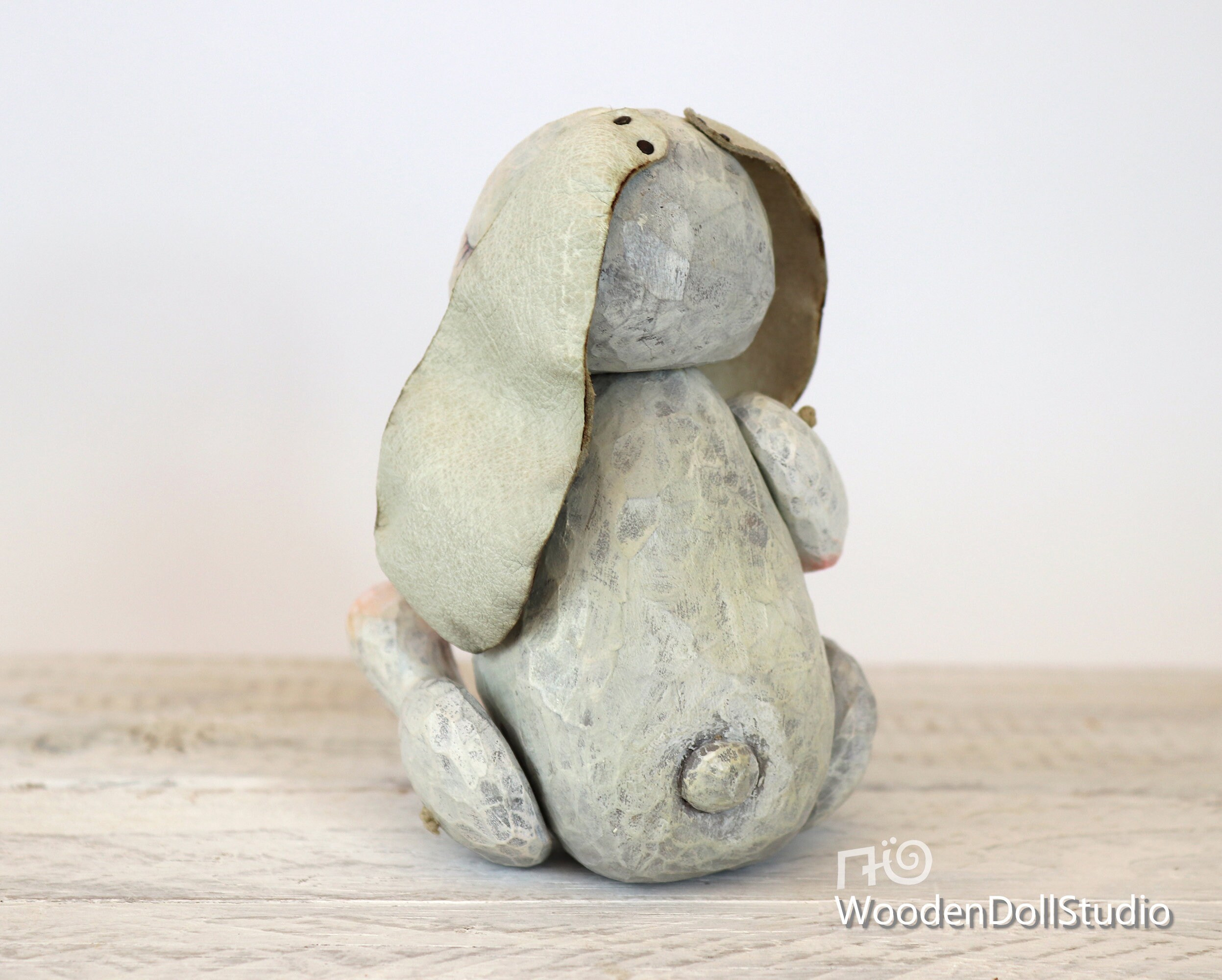 White Bunny Wood Carving, Articulated, Made TO ORDER, OOAK Art Doll ...