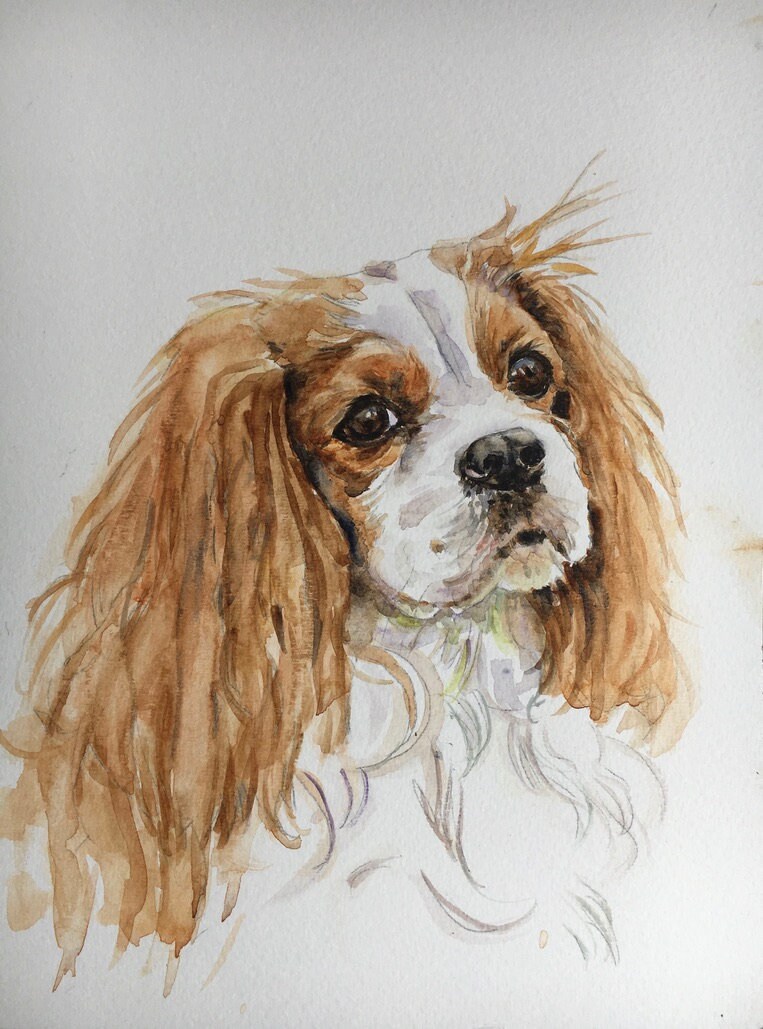 Mano personalizada PAINTED perro, acuarela, retrato de perro ...