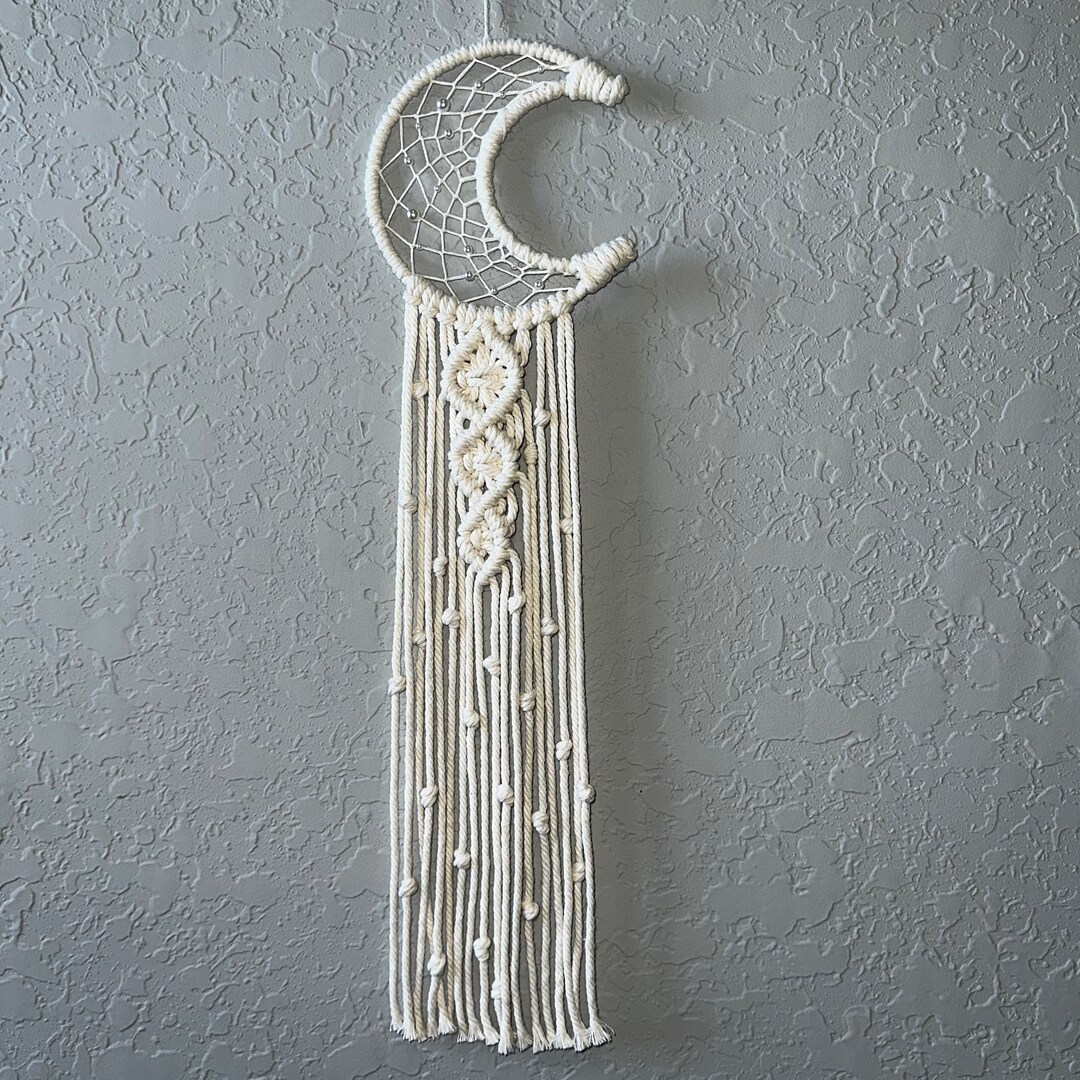 Macrame Crescent Moon Dream Catcher, Modern Boho Style Home Decor ...
