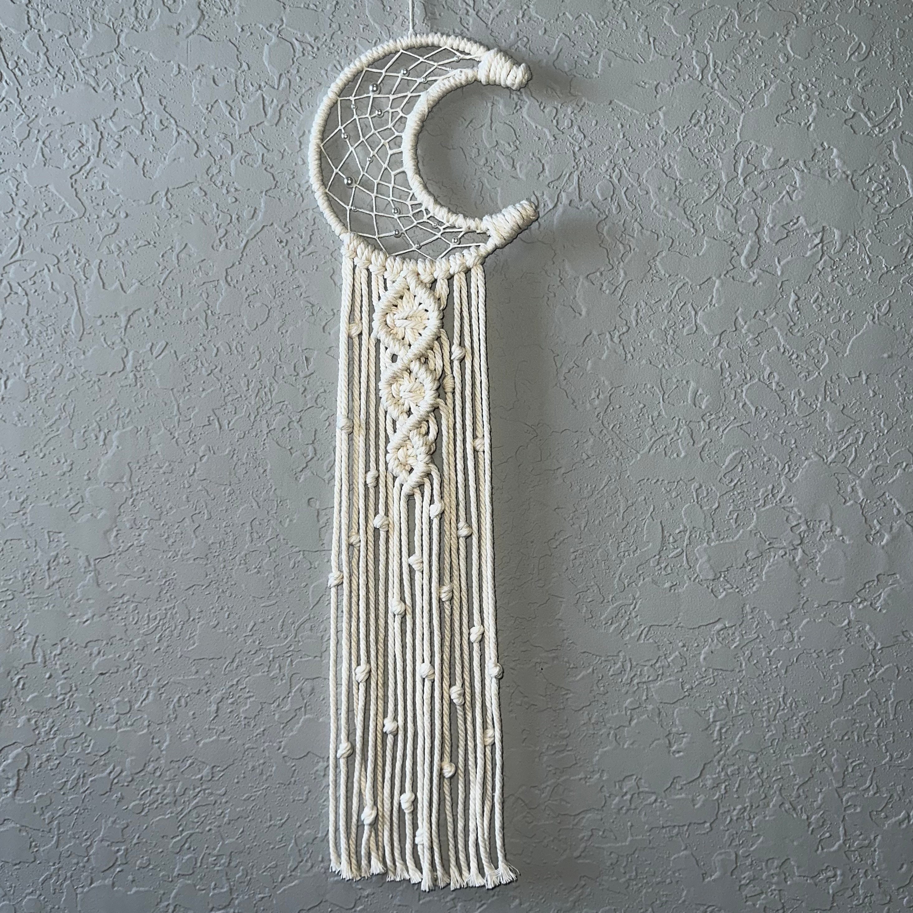 Macrame Crescent Moon Dream Catcher, Modern Boho Style Home Decor ...