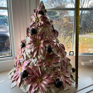 Vintage Atlantic Mold Poinsettia Ceramic Christmas Tree, Poinsettia ...