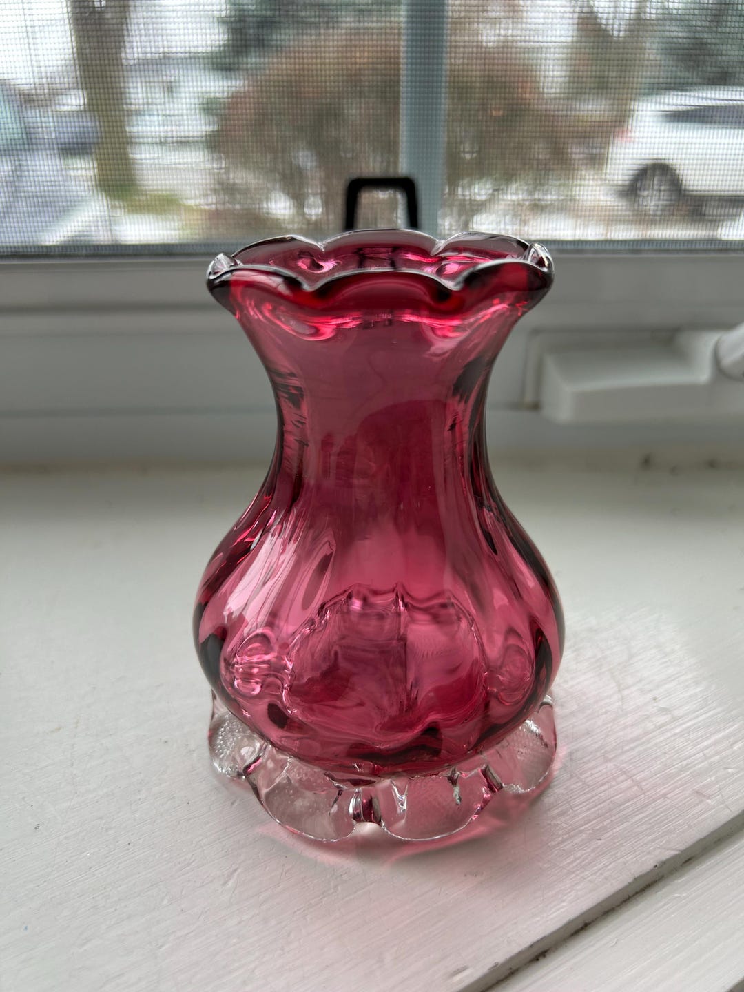 Vintage Pilgrim Cranberry Glass Vase, Small Vase - Etsy