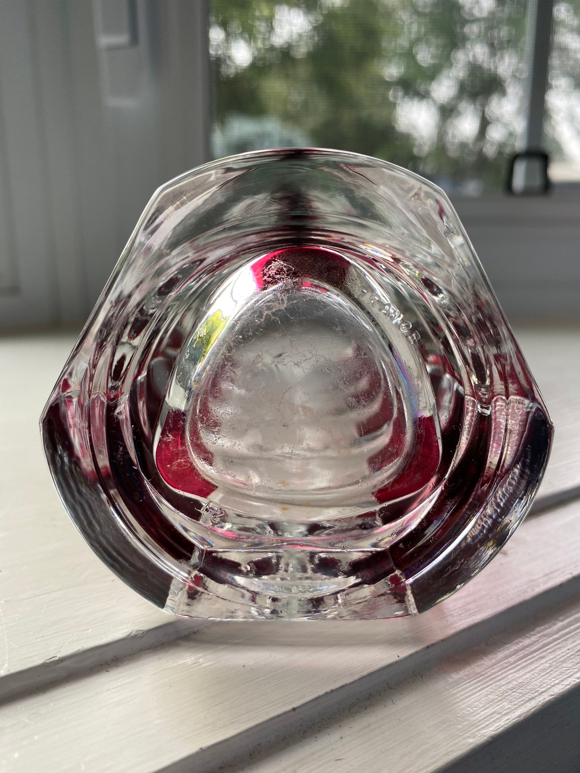 Vintage Luminarc Glass Vase With Geometric Ruby Red Pattern - Etsy