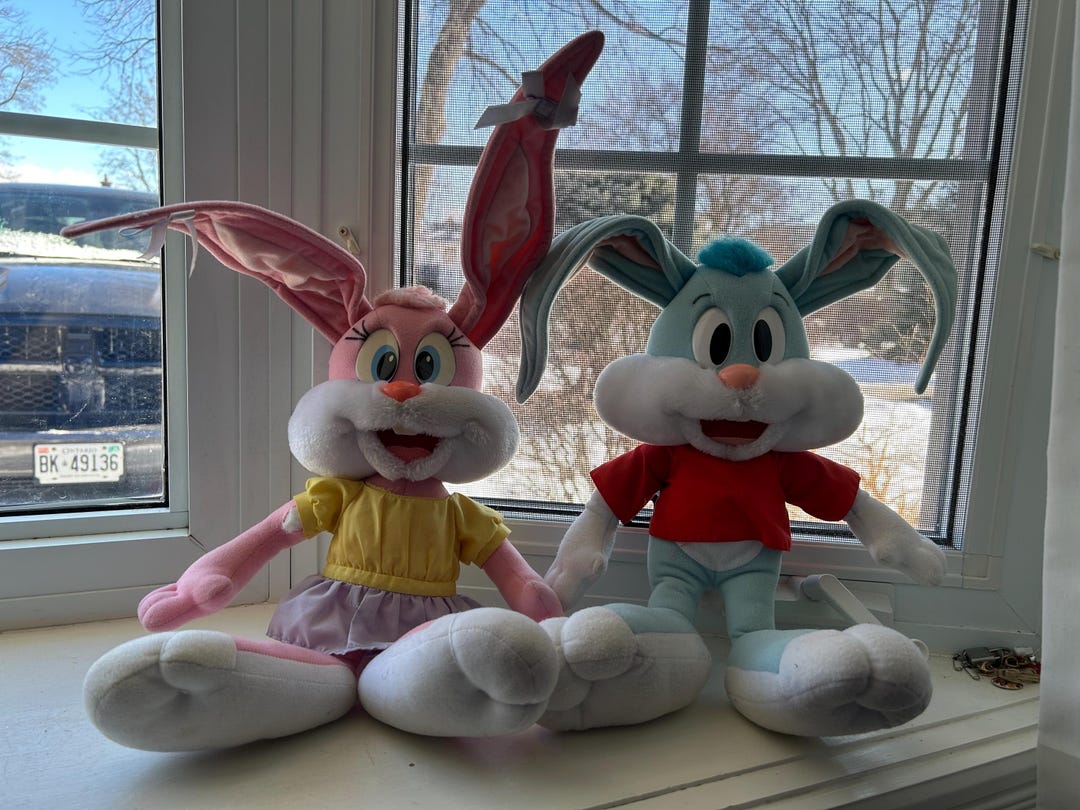 Vintage Babs and Buster Bunny From Tiny Toon Adventures, Plush Stuffed ...