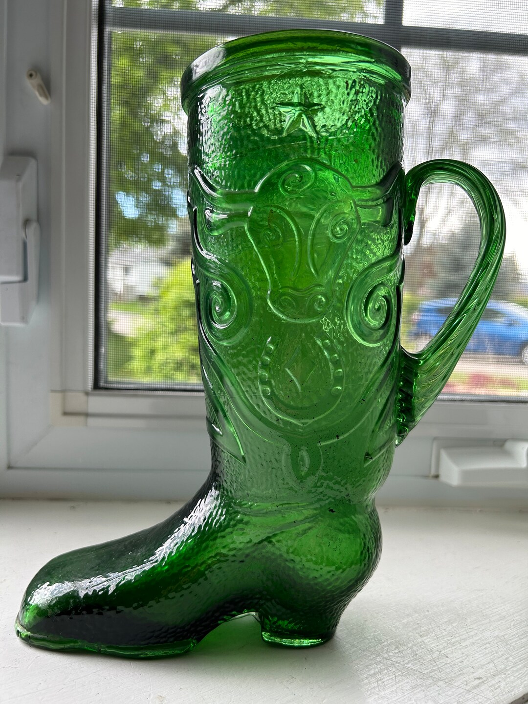 Vintage Cellini Italian Glass Cowboy Boot Beer Mug, Stein, Italy ...