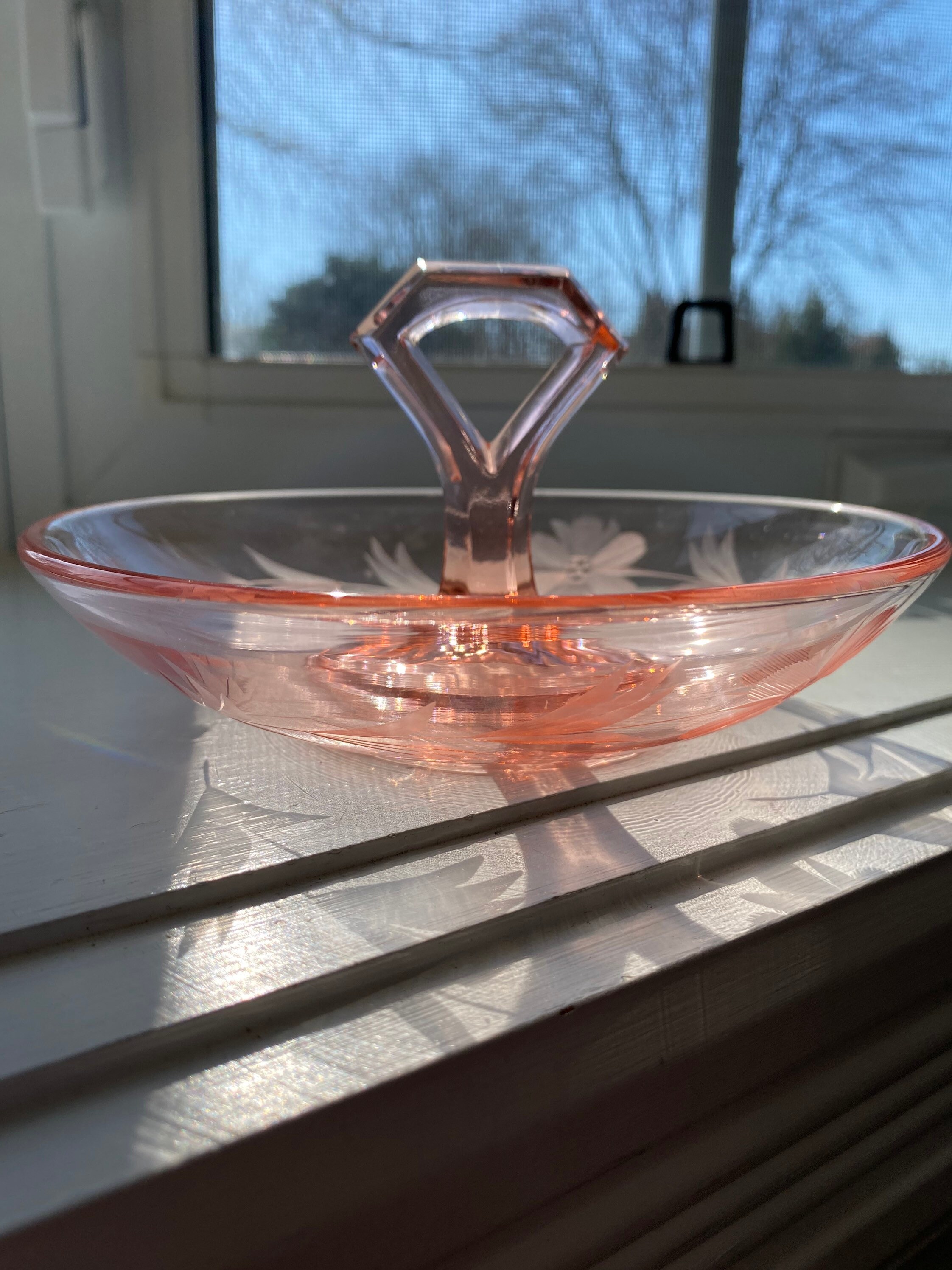 Vintage Hughes Cornflower Pink Candy Dish Bowl With Handle // Jewellery ...