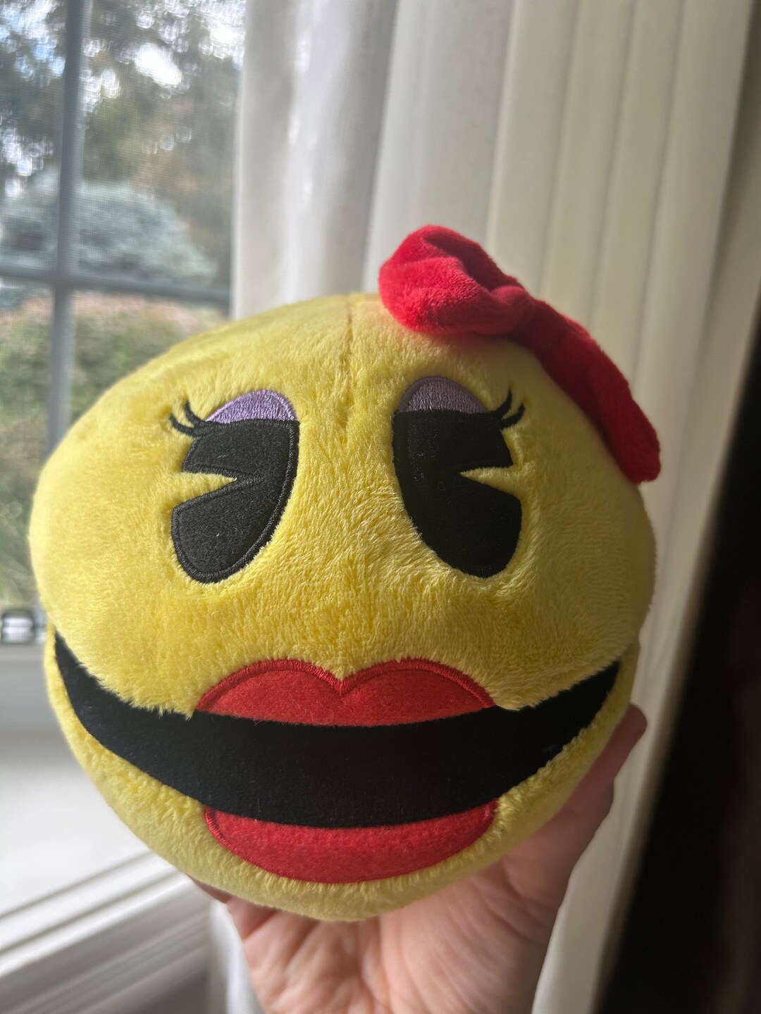 Ms. Pac-man Plush Toy Stuffed Lady Pac-man With Red Bow - Etsy