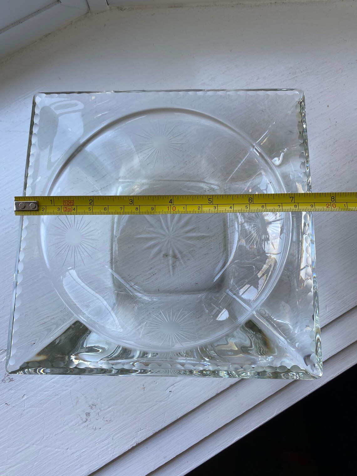Stunning Vintage Glass Ashtray With Etched Design Heavy and - Etsy