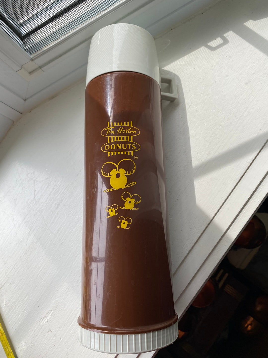 Vintage Brown Plastic Tim Horton Thermos With Timbits, Canadian Thermos ...