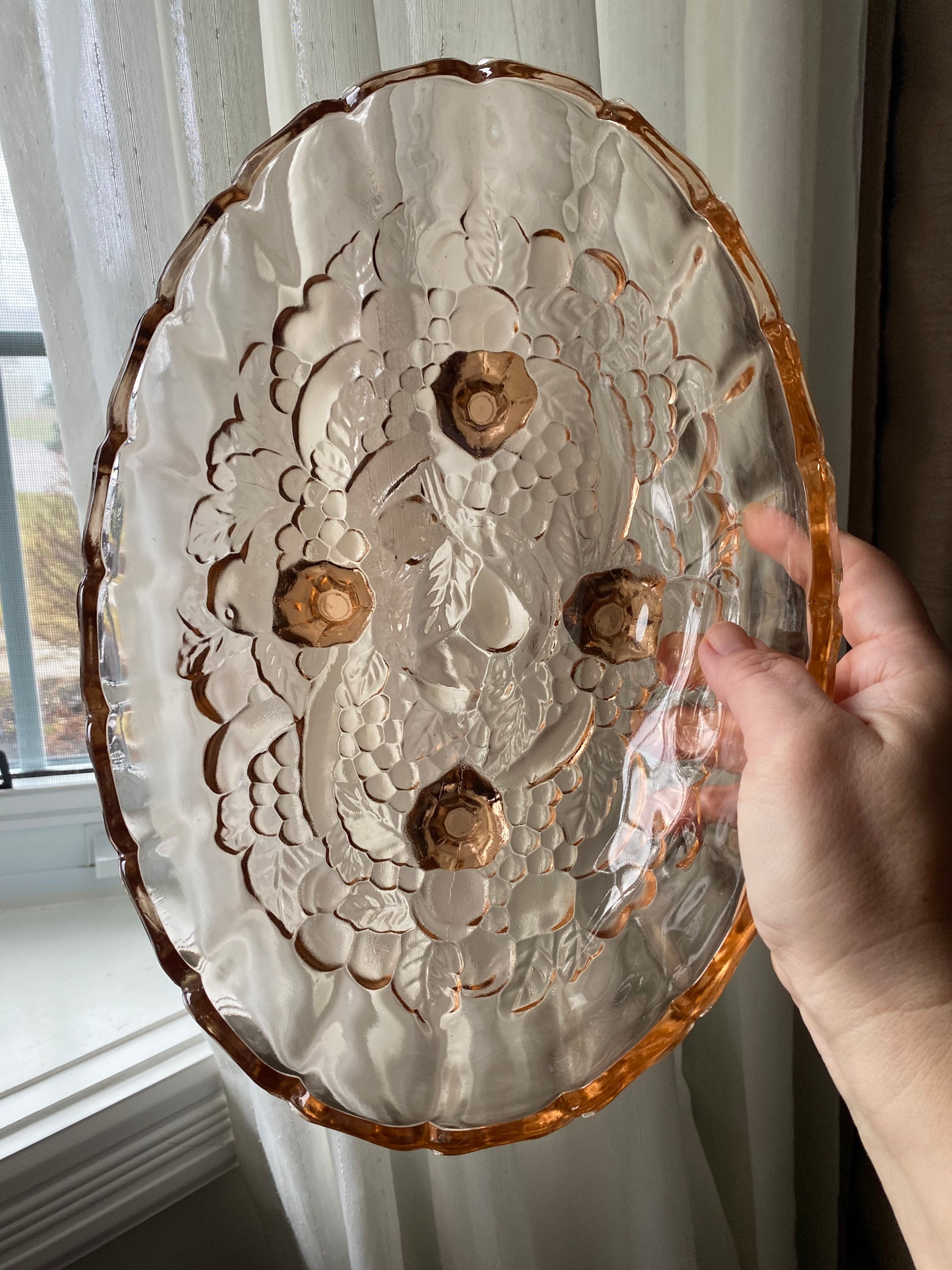 Vintage Pink Glass Footed Fruit Bowl Indiana Glass Company - Etsy