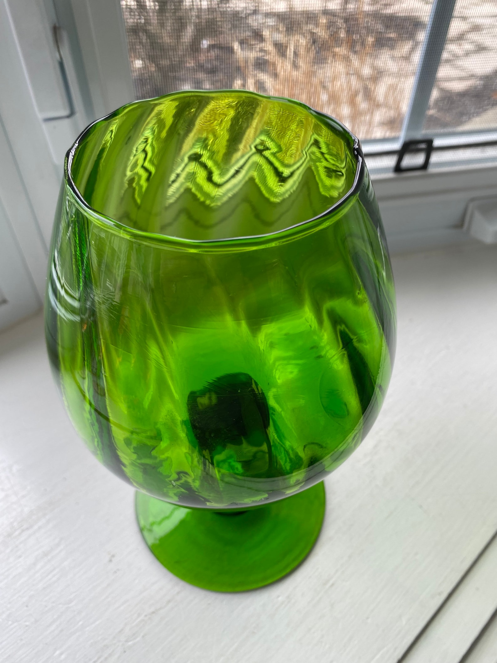 Vintage Empoli Italian Green Glass Large Snifter Glass - Etsy