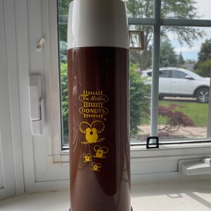 Vintage Brown Plastic Tim Horton Thermos With Timbits, Canadian Thermos ...