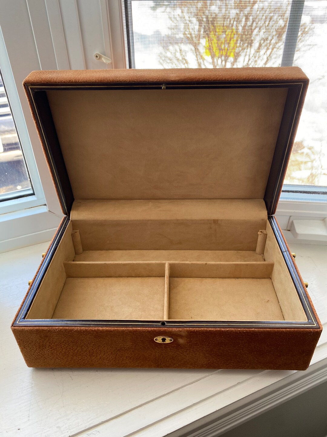 Vintage Italian Suede Jewelry Box Brown Suede Jewelry Case - Etsy