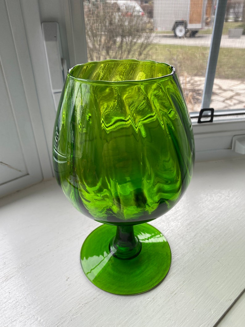Vintage Empoli Italian Green Glass Large Snifter Glass - Etsy
