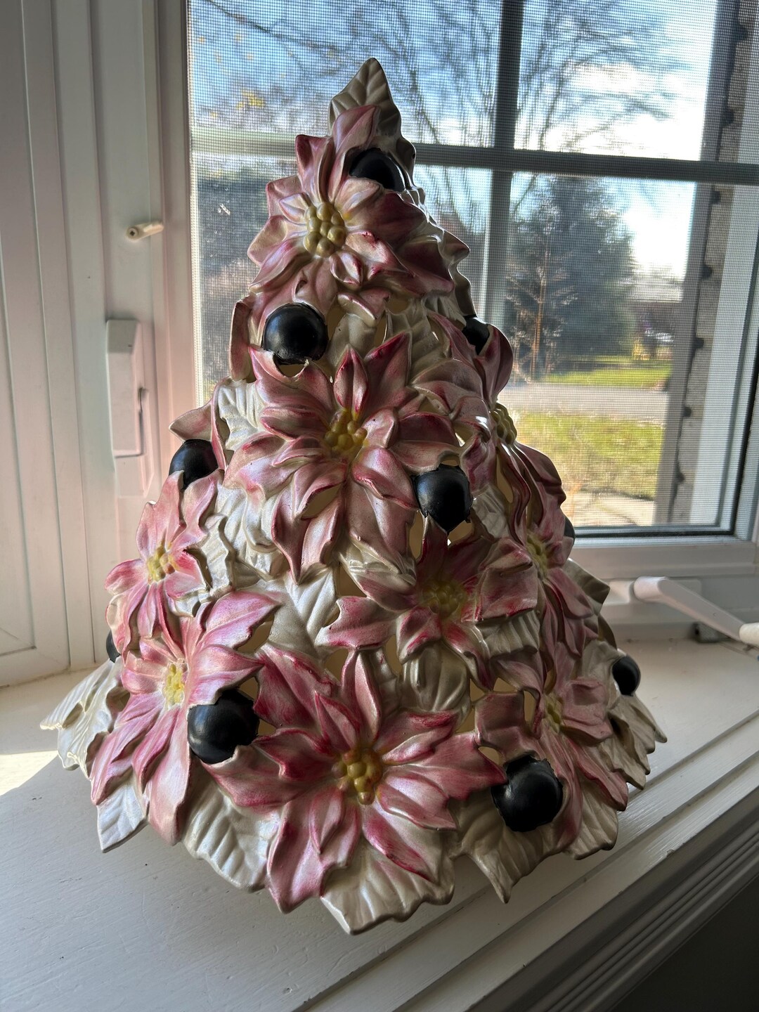 Vintage Atlantic Mold Poinsettia Ceramic Christmas Tree, Poinsettia ...