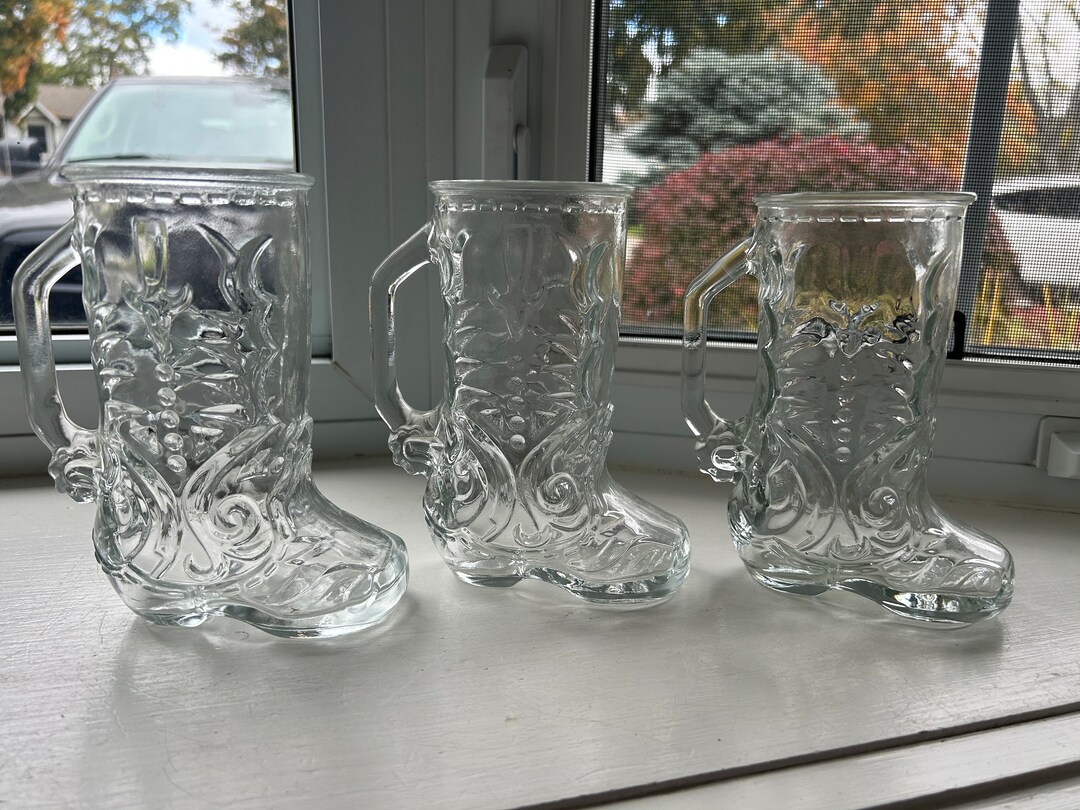 Vintage Cowboy Boot Drinking Beer Mugs, Libbey of Canada, Set of 3 - Etsy