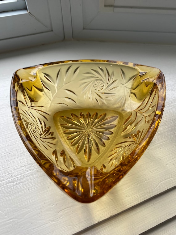 Mid Century Hazel Atlas Amber Glass Triangle Shaped Ashtray | Etsy