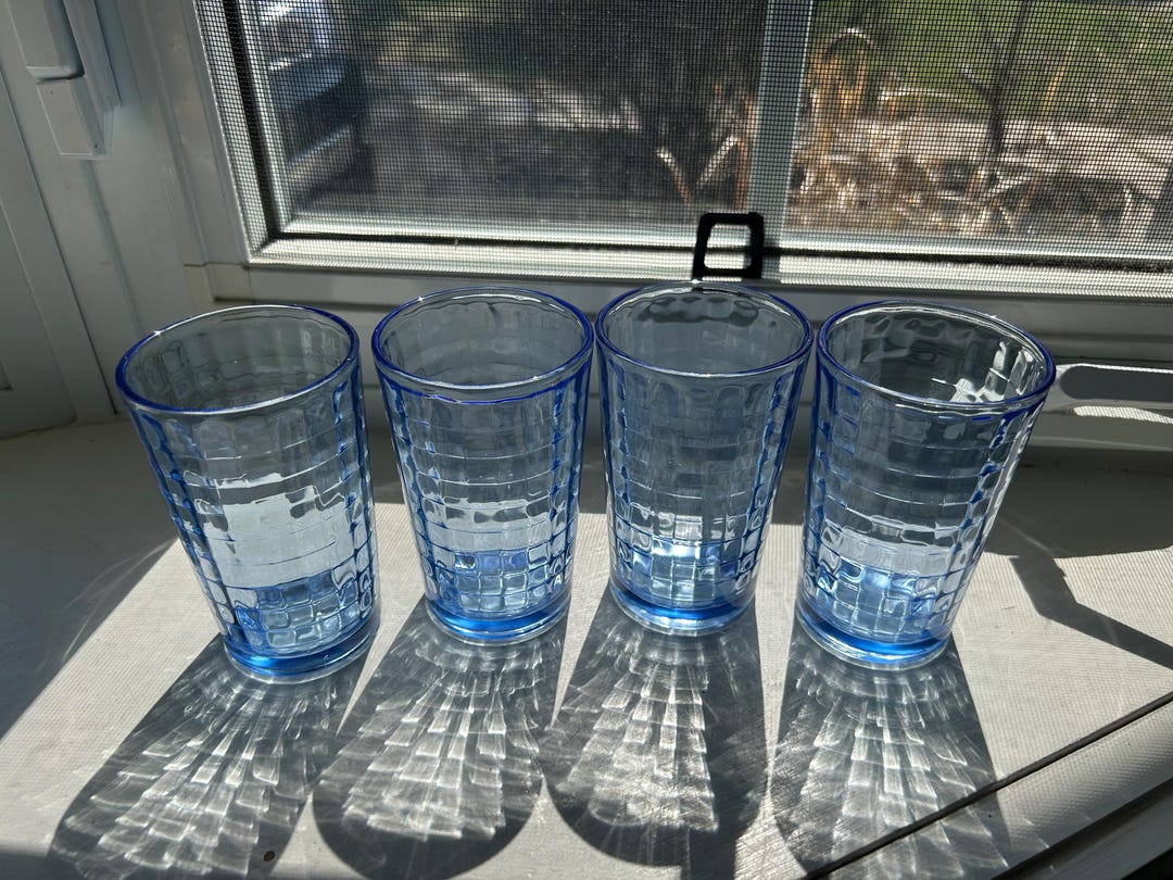 Vintage Oneida Pasabahce Blue Juice Glass Tumblers, Set of 4 - Etsy