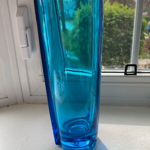 MCM Blue Glass Vase, Art Deco Blue Glass Vase, Blue Glass - Etsy