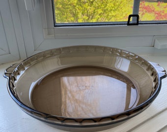 Vintage Corning Pyrex Smoky Gray/ Brown Glass Pie Dish 229 - Etsy