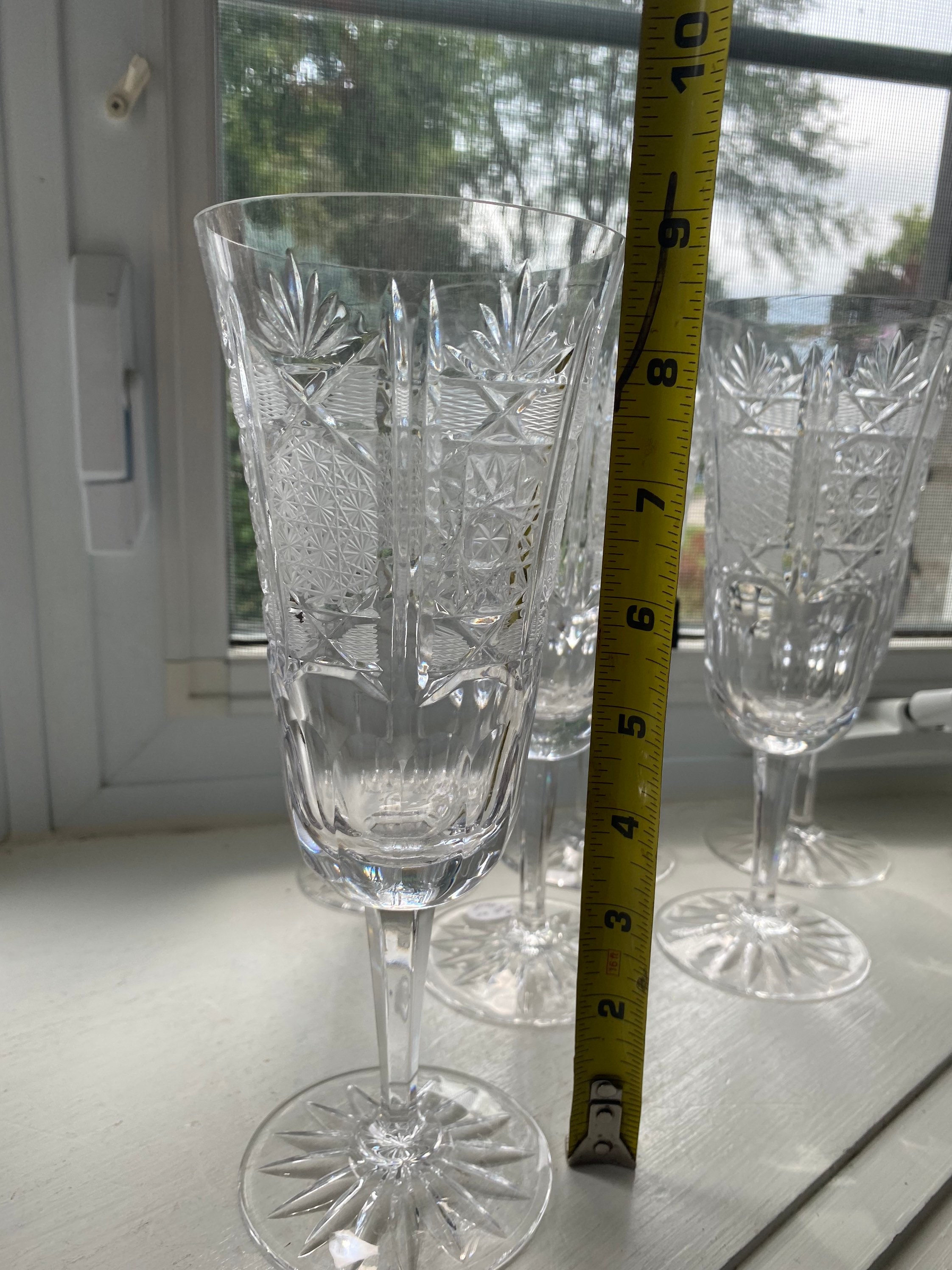 Vintage Bohemian Cut Crystal Tall Wine Glasses Set of 6 - Etsy
