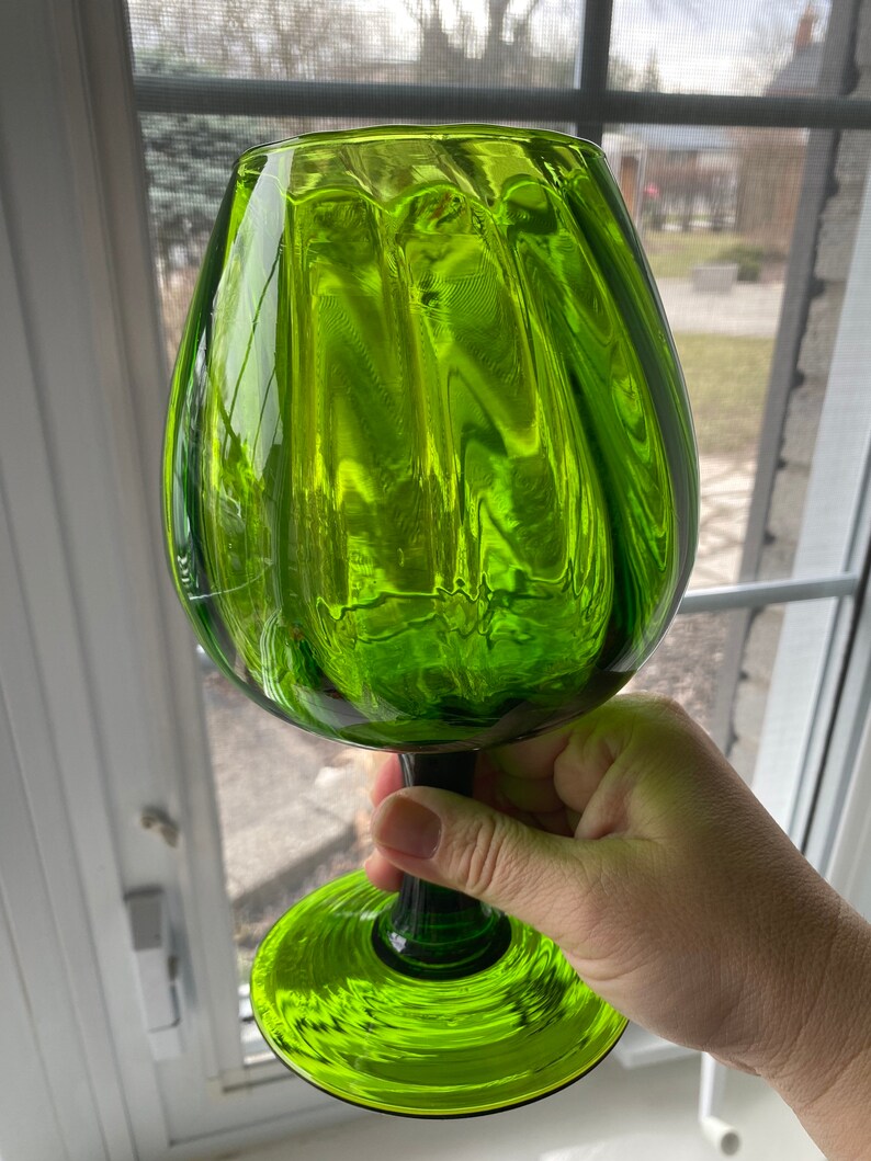 Vintage Empoli Italian Green Glass Large Snifter Glass - Etsy