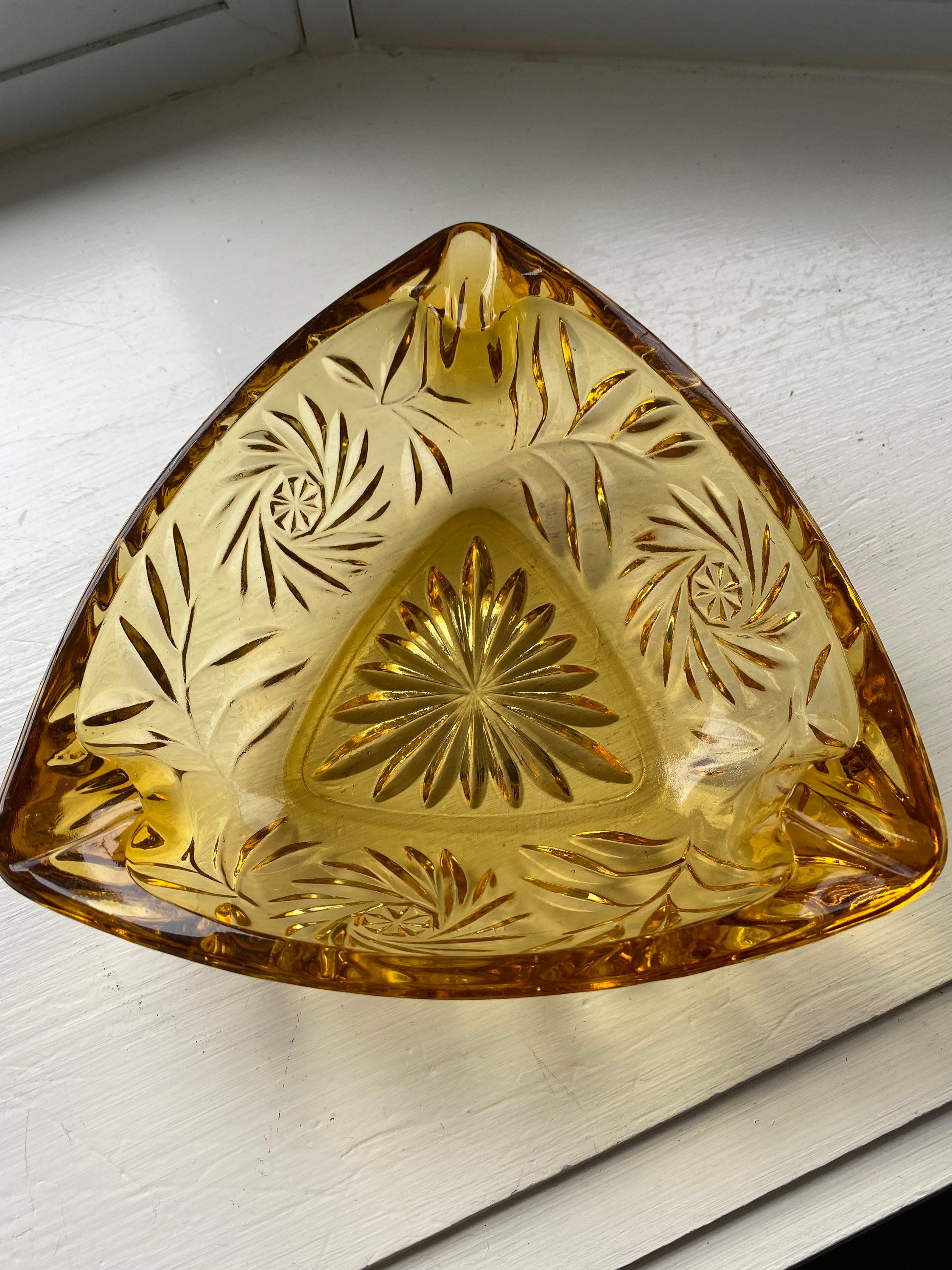 Mid Century Hazel Atlas Amber Glass Triangle Shaped Ashtray - Etsy