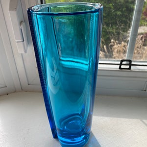 MCM Blue Glass Vase, Art Deco Blue Glass Vase, Blue Glass - Etsy