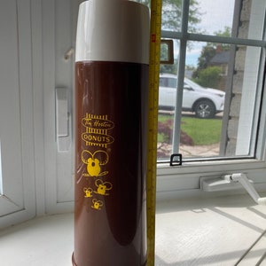 Vintage Brown Plastic Tim Horton Thermos With Timbits, Canadian Thermos ...