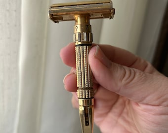 1960 Gillette GOLD TOGGLE ADJUSTABLE Vintage Safety Razor Date Code F4 ...